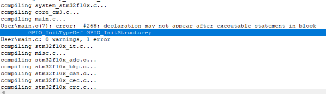 Declaration May Not Appear After Executable Statement In Block Gpio 7078