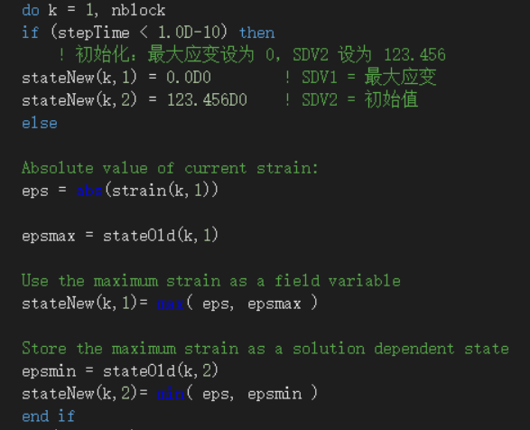 abaqus仿真vusdfld子程序存储最小应变至状态变量中的问题_编程语言-CSDN问答