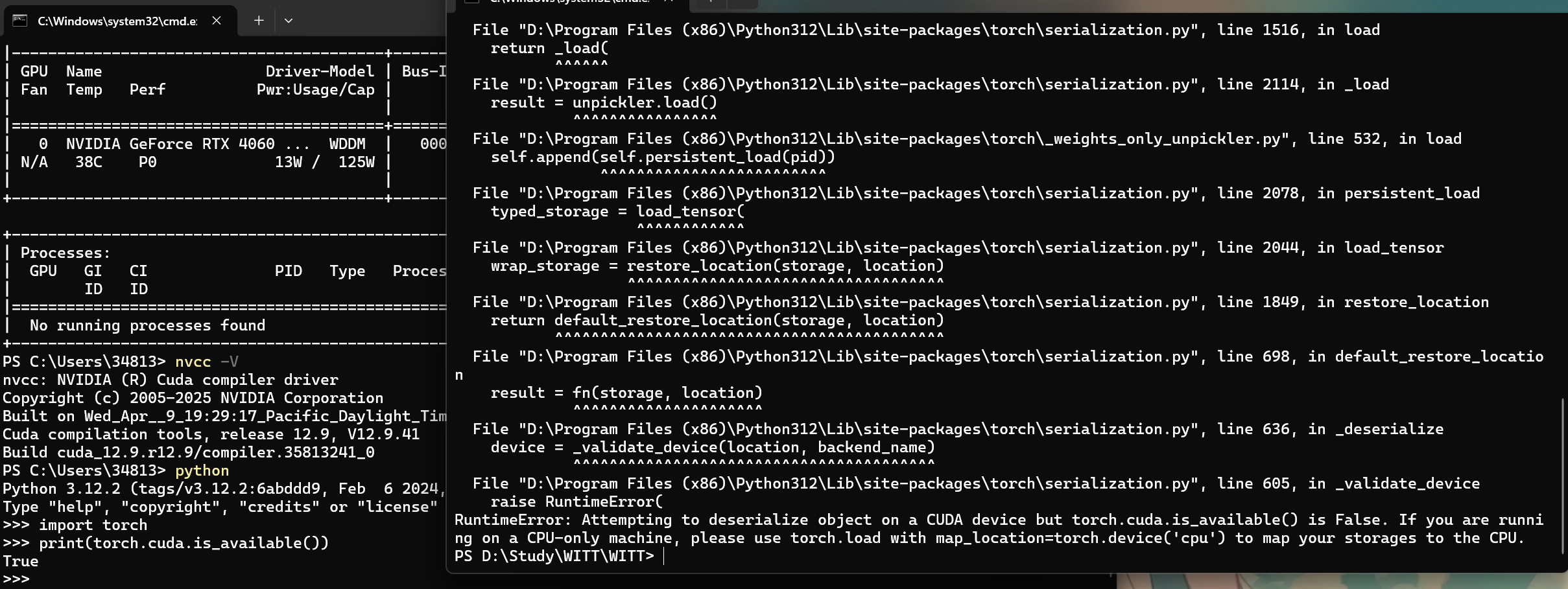 torch.cuda单独使用为true,但是在调用中会出现torch.cuda.is_available() is False_编程语言-CSDN问答