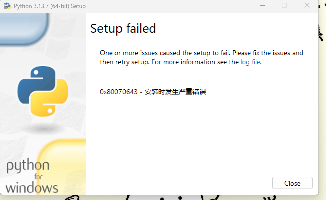 Python卸载重装后出现错误怎么办？在应用中删除不了，点开安装包没有修复直接就是setup failed_编程语言-CSDN问答