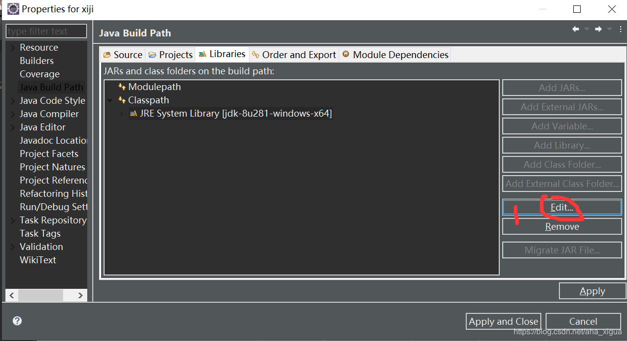 Eclipse Description Resource Path Location Type Unbound Classpath Container ‘jre System Library