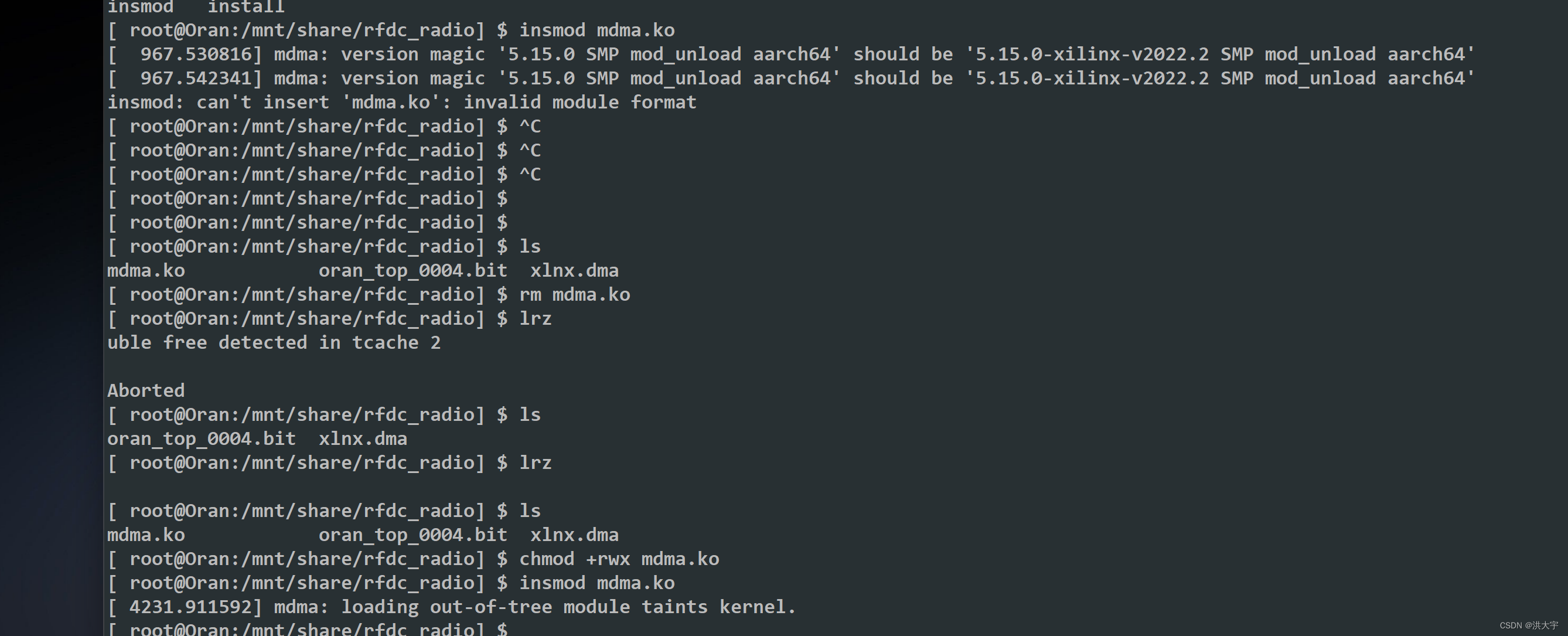 version magic ‘5.15.0 SMP mod_unload aarch64‘ should be ‘5.15.0-xilinx-v2022.2 SMP mod_unload ...