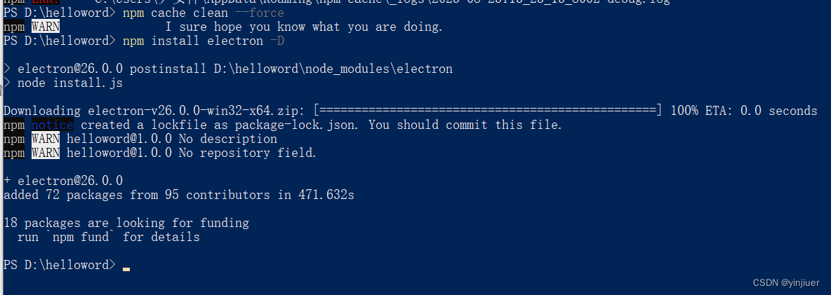 解决npm安装 electron 报错npm ERR! A complete log of this run ....的办法_node install.js etimedout-CSDN博客