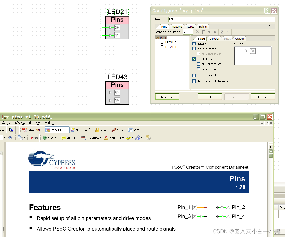 【小黑嵌入式系统第七课】PSoC® 5LP 开发套件（CY8CKIT-050B ）——PSoC® 5LP主芯片、I/O系统、GPIO控制LED流水灯的实现_psoc 5lp-CSDN博客