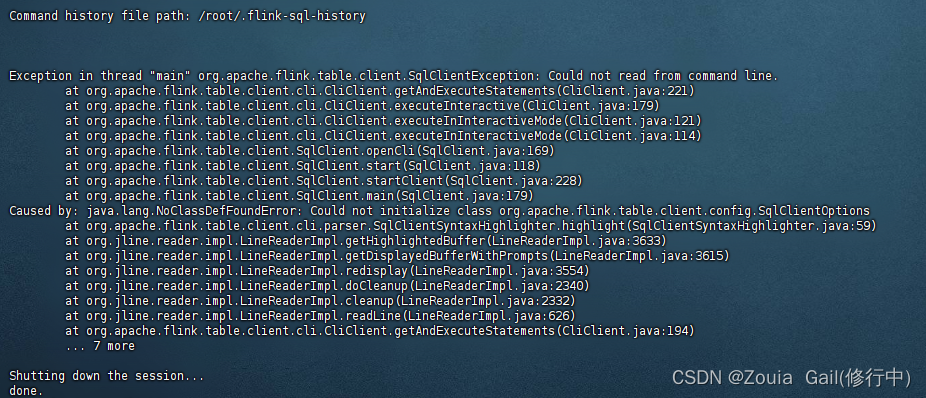 org.apache.flink.table.client.SqlClientException: Could not read from command line【Flink解决方案 ...