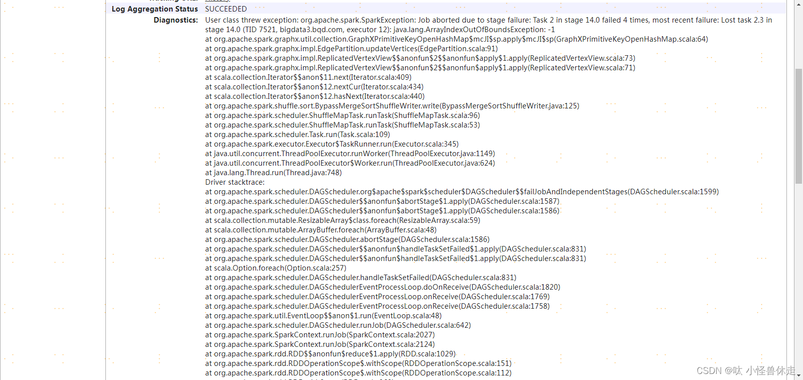 解决Spark GraphX报错： java.lang.ArrayIndexOutOfBoundsException: -1_graph(int) const index out of ...