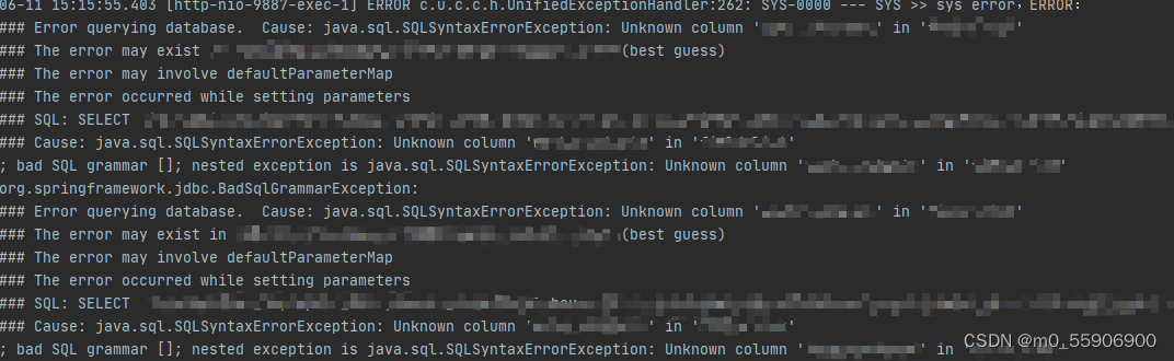 Cause: java.sql.SQLSyntaxErrorException: Unknown column ‘xxx‘ in ‘xxx‘-CSDN博客