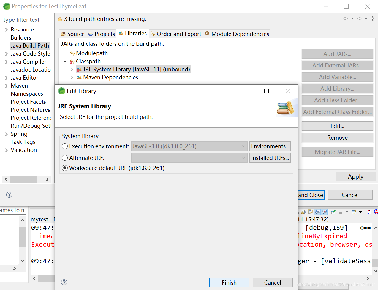 Unbound classpath container: ‘JRE System Library [JavaSE-11]‘ in project ***_unbound classpath ...