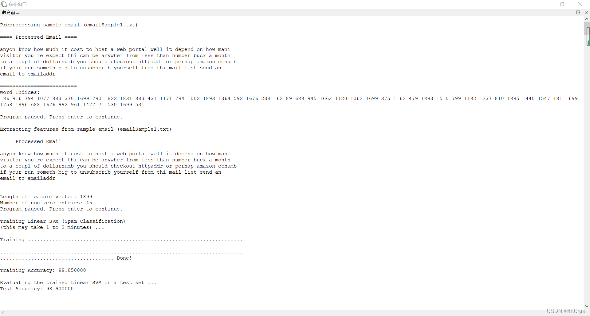 Machine learning practice of ANg(ex6_spam)_spamsample2.txt 预测结果-CSDN博客
