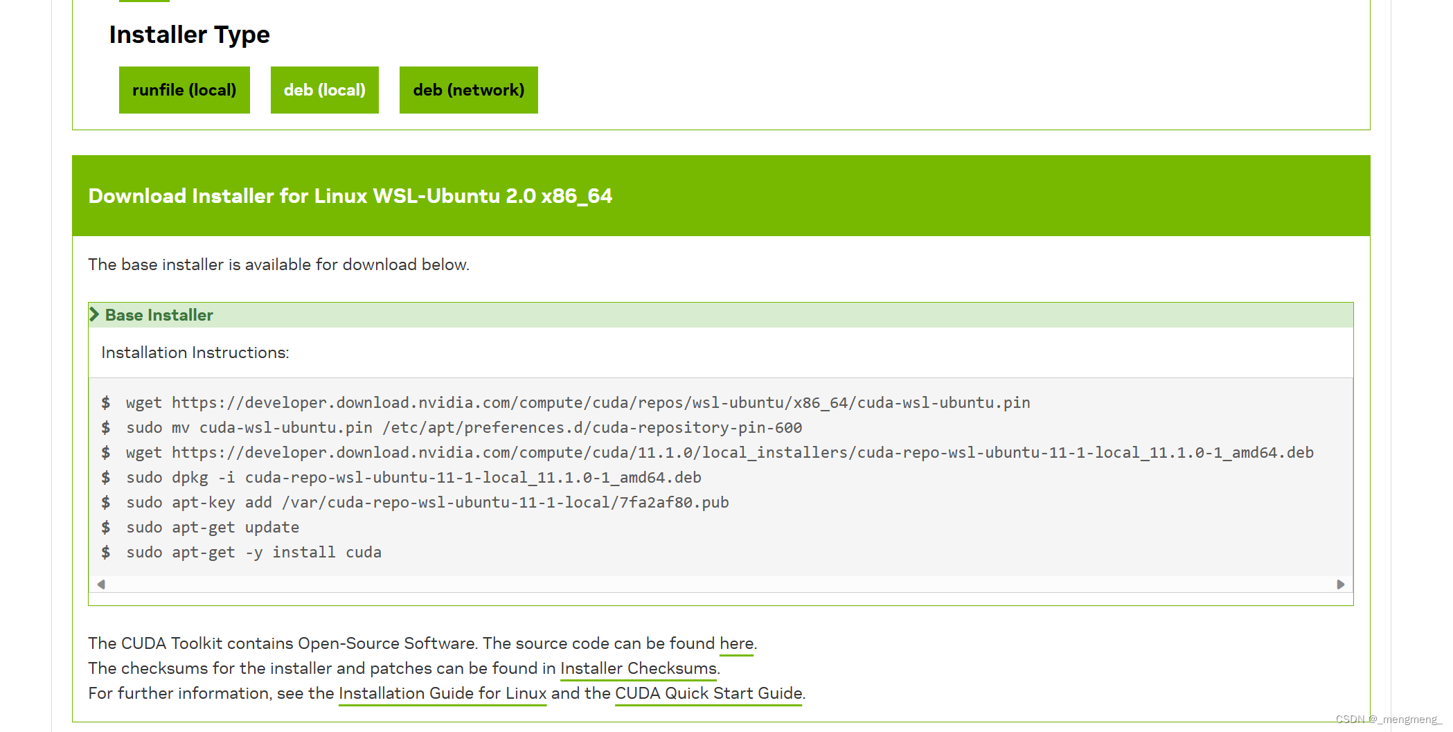 WSL+CUDA11.1_wsl 安装cuda11.1 路径是cuda 还是cuda-11.1-CSDN博客