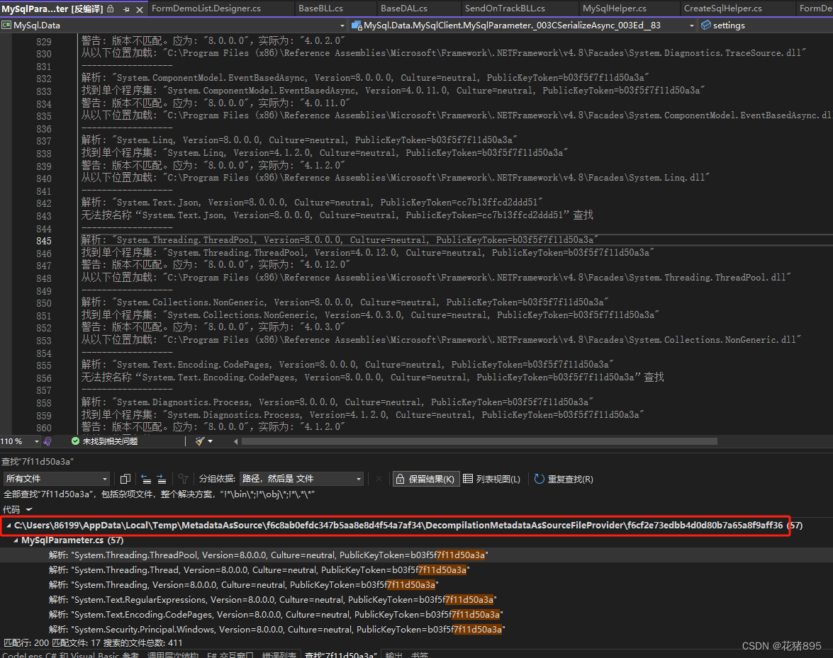 C# Mysql.Data/ 使用MySqlParameter之后 报错_system.runtime, version=8.0.0.0-CSDN博客