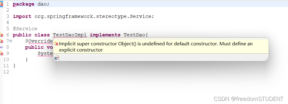 【Eclipse】Implicit super constructor Object() is undefined for default constructor. Must define ...