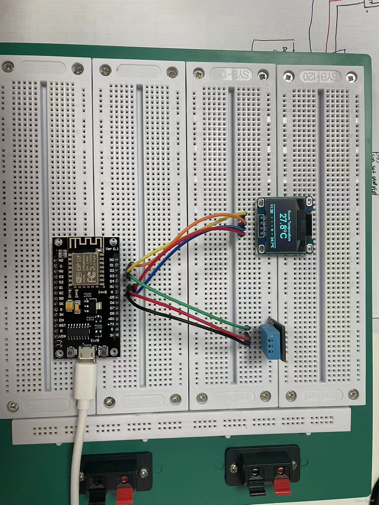 ESP8266 + DHT11+ 0.96寸OLED 温湿度检测_esp8266温度传感器dht11-CSDN博客