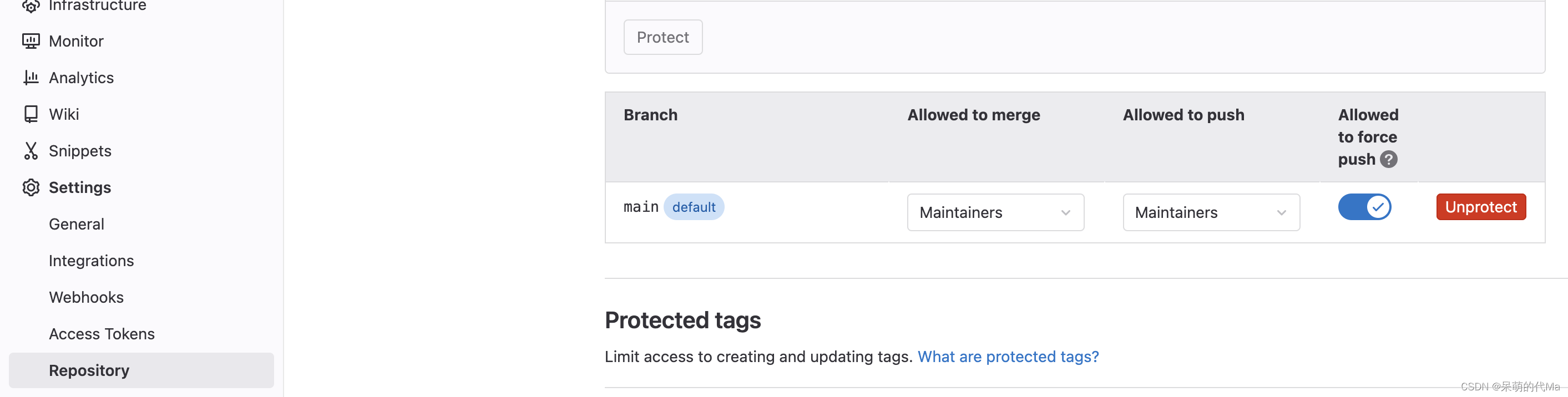 解决Gitlab报错You are not allowed to force push code to a protected branch on this project._remote ...