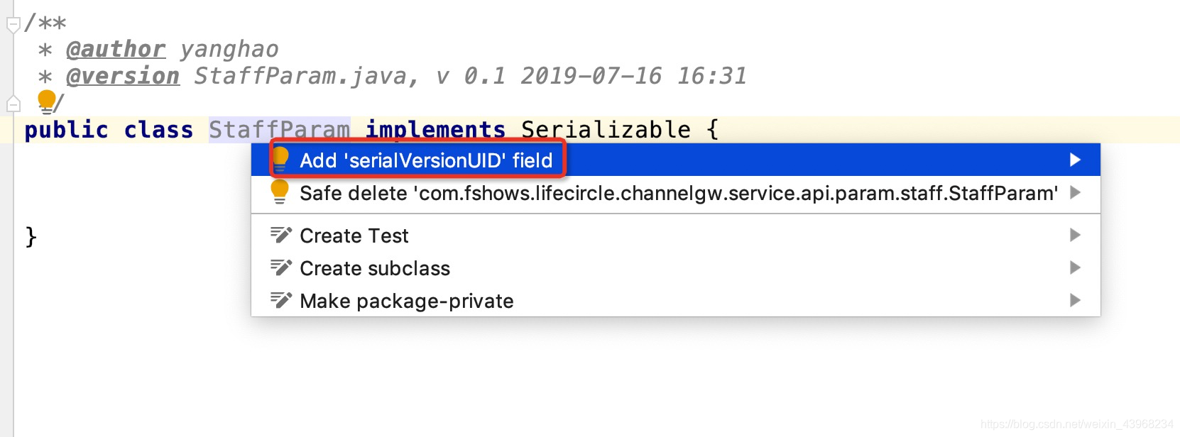 idea自动生成serialVersionUID设置_idea自动生成serializable的值为1l-CSDN博客