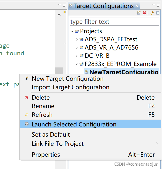 CCS如何连接DSP目标板，但是不烧写内容_launch selected configuration-CSDN博客