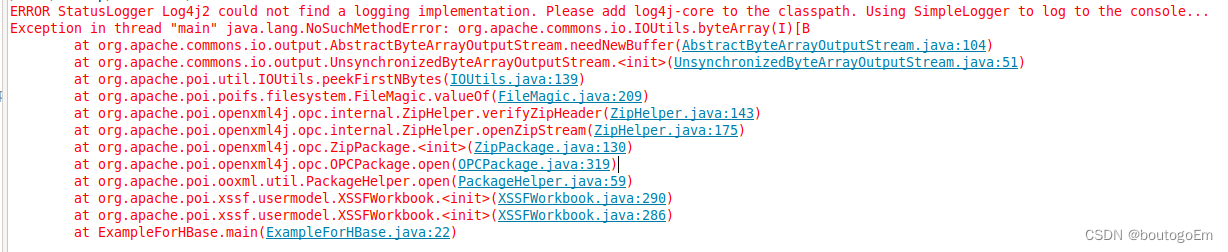 在eclipse中使用POI报错ERROR StatusLogger Log4j2 could not find a logging implementation ...