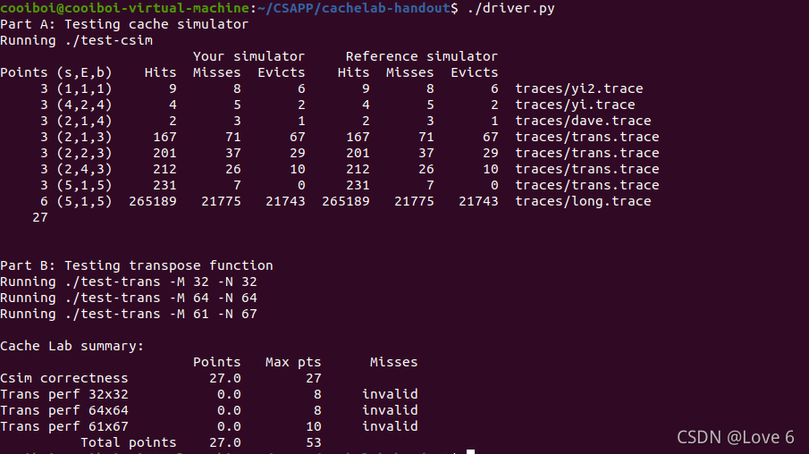CSAPP Lab4 实验记录 ---- Cache Lab_在做csapp实验之cache lab时,为什么运行csim.c文件就报csim文件不存在?-CSDN博客