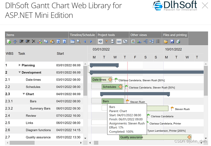DlhSoft Gantt Chart Web Library for ASP.NET_ganttchartweblibrary-CSDN博客