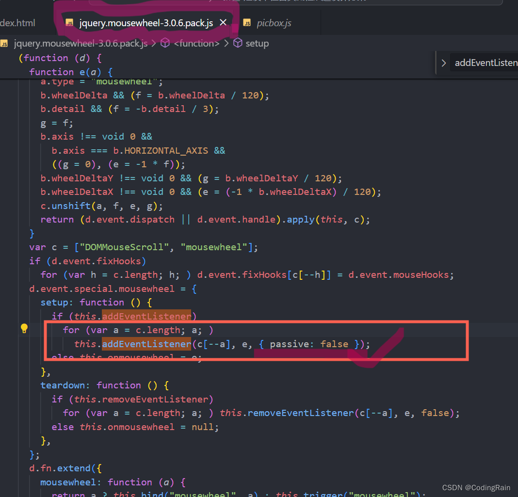 使用jquery.mousewheel-3.0.6.pack.js时报错_jquery里 passive:false-CSDN博客