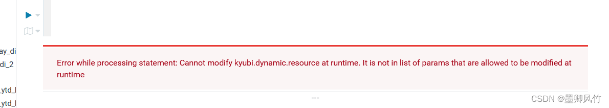 报错annot modify kyubi.dynamic.resource at runtime. It is not in list of params that are allowed ...