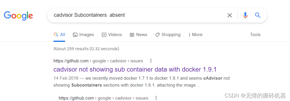 cadvisor没有采集到容器信息解决方案_cadvisor subcontainers-CSDN博客