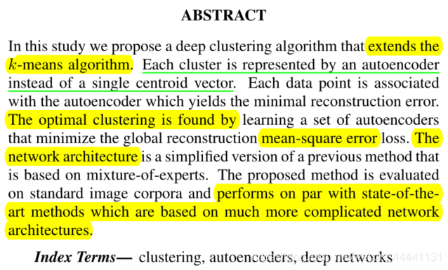 K-AUTOENCODERS DEEP CLUSTERING(K-DAE，2020 IEEE)-CSDN博客