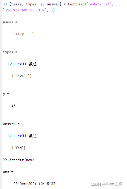 [MATLAB学习笔记]textread读取文本文件中的数据；写入多个输出_matlab读入文本所有内容-CSDN博客