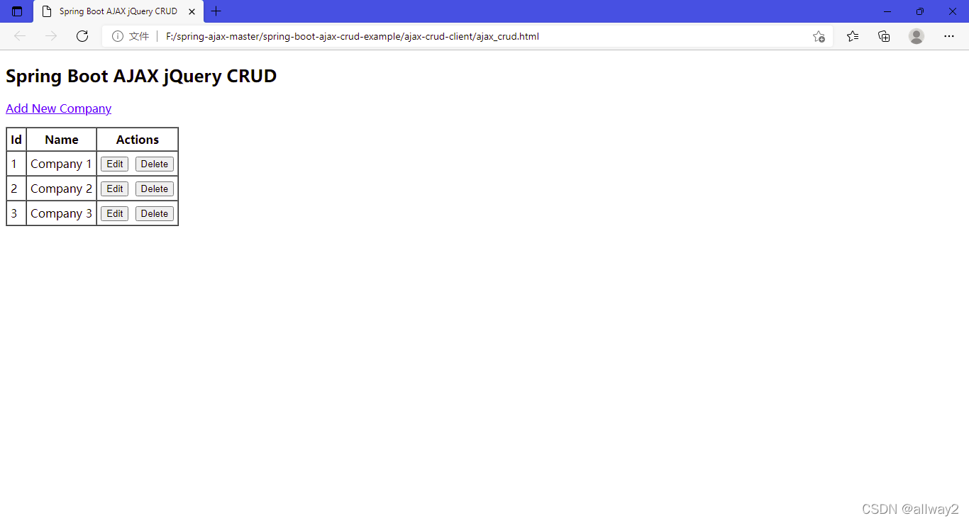 Spring Boot H2数据库jQuery AJAX CRUD 示例_jquery bootstrap form ajax crud 请求-CSDN博客
