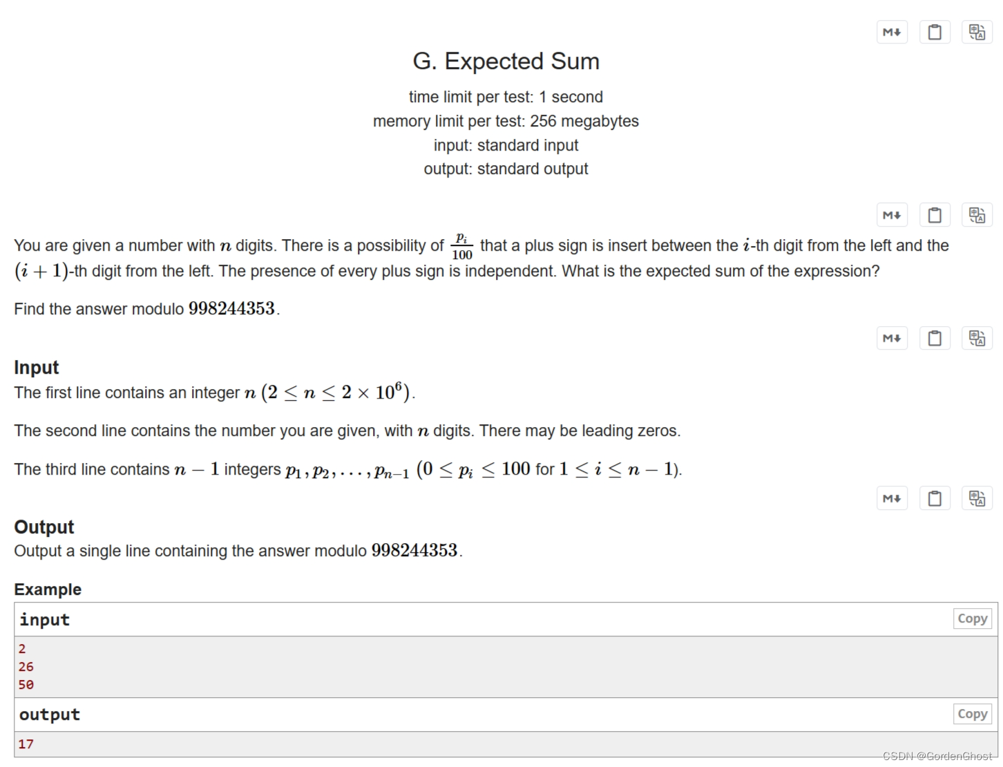 Expected Sum（第十七届东北地区大学生程序设计竞赛）_expected sum第十七届山东-CSDN博客