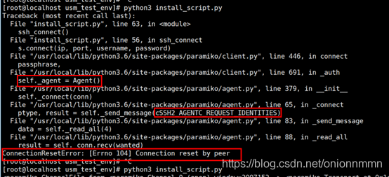 python 使用paramiko，ssh 报错ConnectionResetError: [Errno 104] Connection reset by peer_paramiko ...