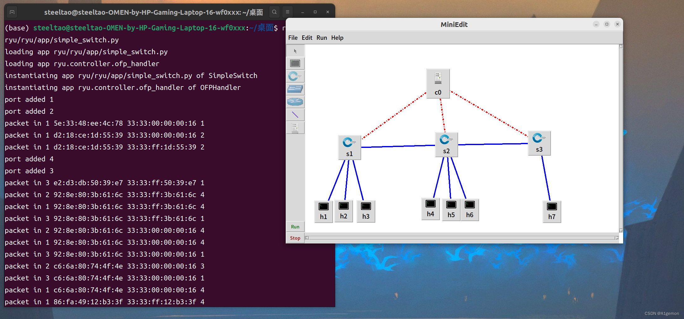 【SDN学习】熟悉Ryu与Mininet基本操作_mininet图形化界面-CSDN博客