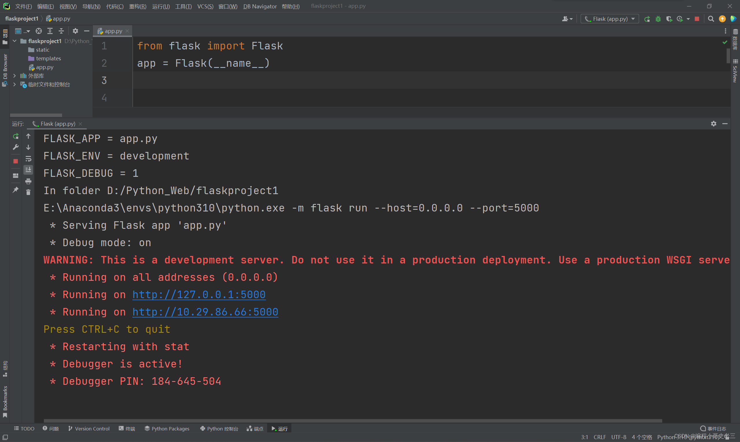 Pycharm专业版创建flask无法配置debug，host，port等_pycharm 2024 flask debug-CSDN博客