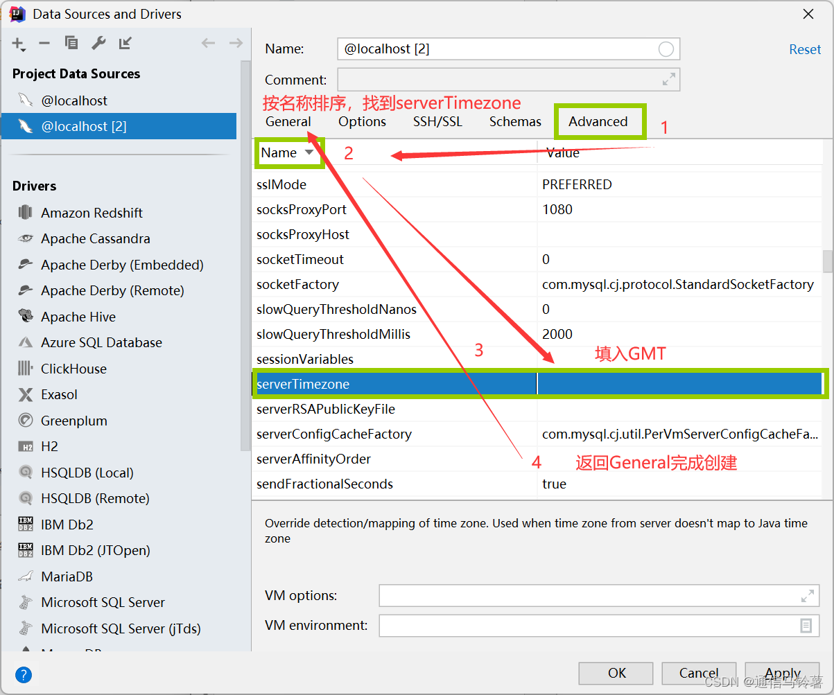 IDEA 配置连接数据库报错 Server returns invalid timezone. Go to ‘Advanced‘ tab and set ‘serverTimezone ...