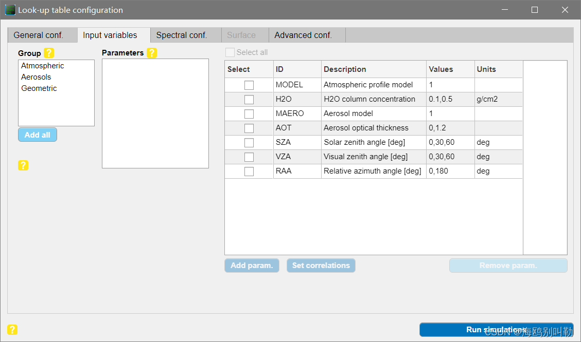 ALG(Atmospheric Look-up table Generator)大气查找表生成器下载、配置及6sV2.1生成LUT（学习笔记1）_alg look-CSDN博客