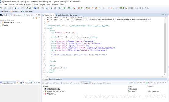 初学者使用myeclipse编写“hello world” ，实现一个简单的web程序。_用myeclipse写helloworld-CSDN博客