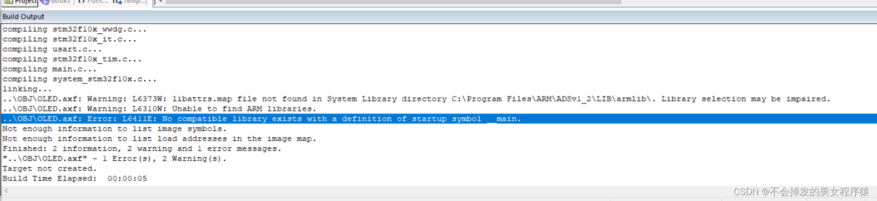 Keil5编译报错Error: L6411E: No compatible library exists with a definition of startup symbol __main ...
