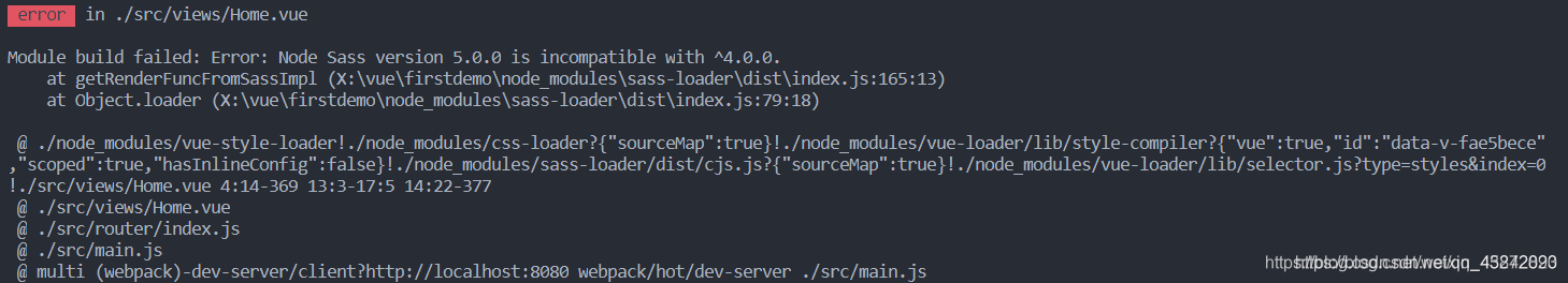 Module build failed: Error: Node Sass version 5.0.0 is incompatible with ^4.0.0.-CSDN博客