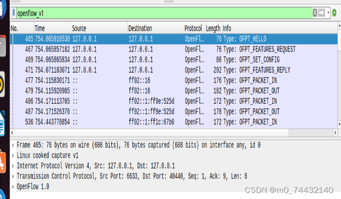 OpenFlow分析协议实践_wireshark flowmod-CSDN博客