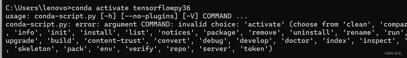 usage: conda-script.py [-h] [--no-plugins] [-V] COMMAND ...conda-script.py: error: argument ...