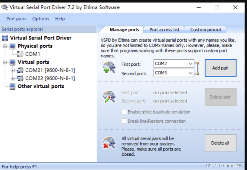 Configure Virtual Serial Port Driver串口模拟器VSPD-CSDN博客