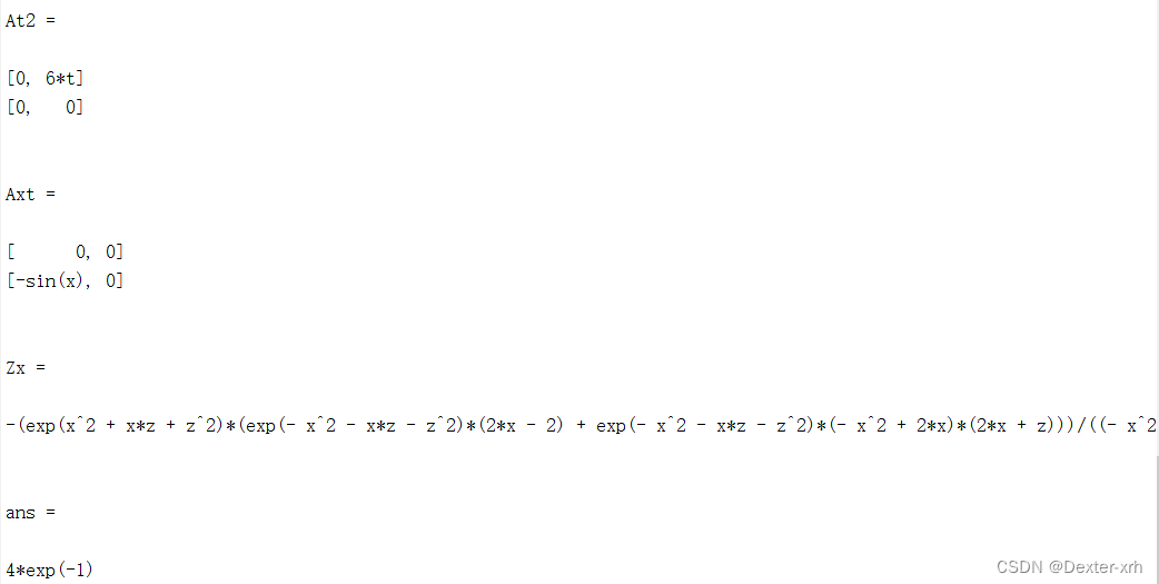 MATLAB实验《符号计算对象与符号微积分》_用matlab计算符号积分例题-CSDN博客