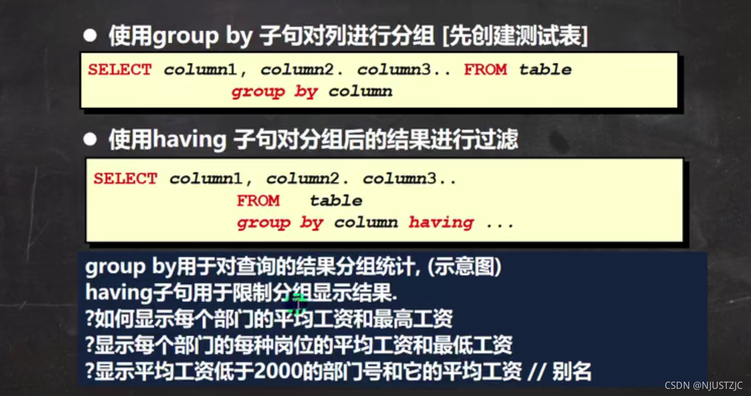 group by...having... 的使用_用having显示每个部门的每种岗位的平均工资和最低工资(两种写法)-CSDN博客