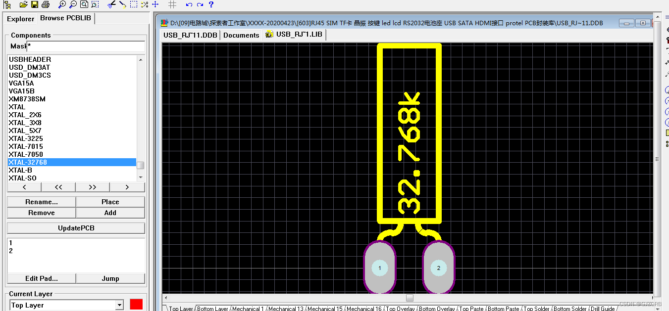 晶振 按键 led lcd RS2032电池座 USB SATA HDMI RJ45 SIM TF卡接口 protel （PCB封装库）_tf卡 protel 模版-CSDN博客