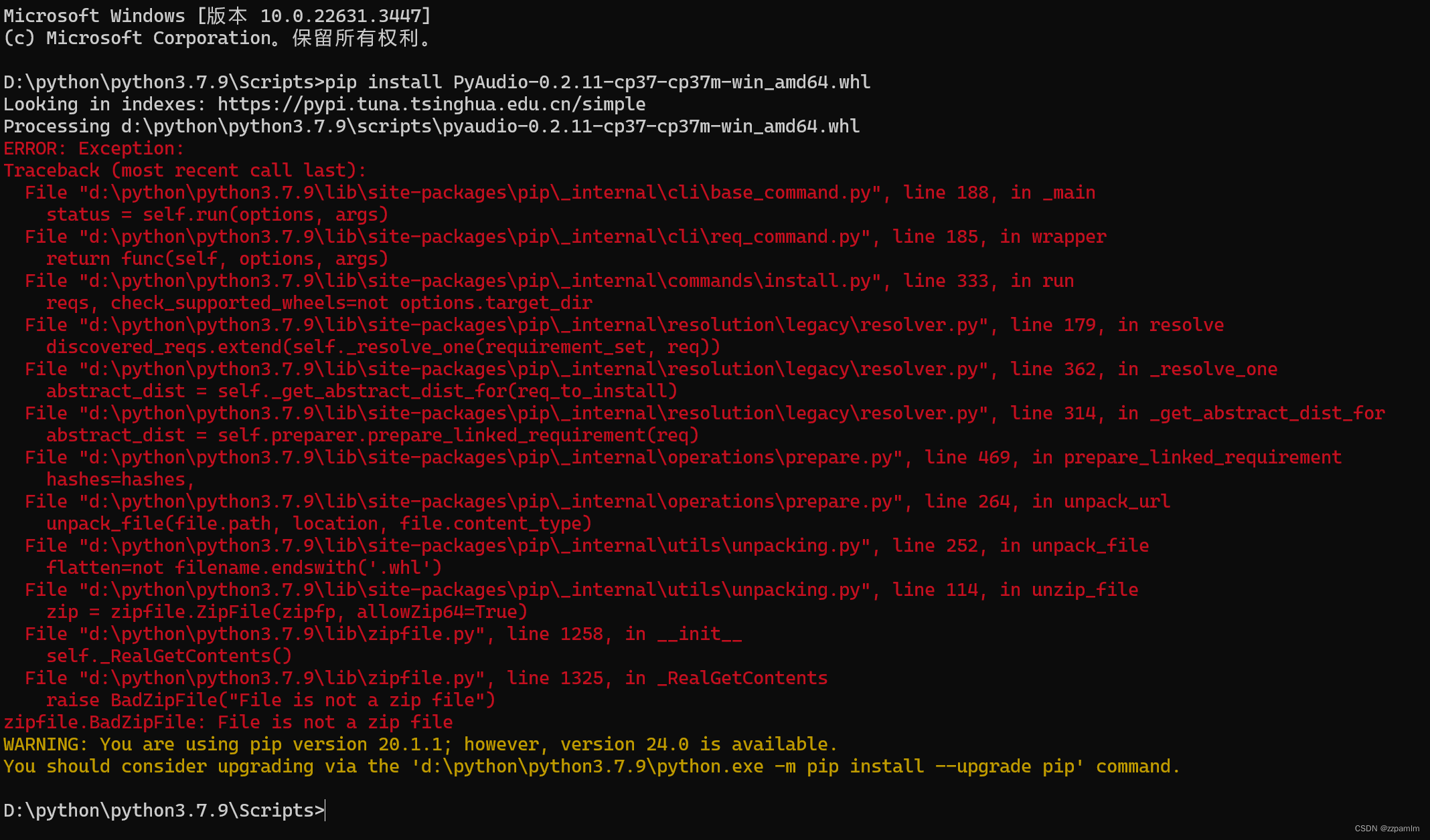 pip install pyaudio失败,PyAudio-0.2.11-cp37-cp37m-win_amd64.whl也安装失败_pyaudio~=0.2.11-CSDN博客