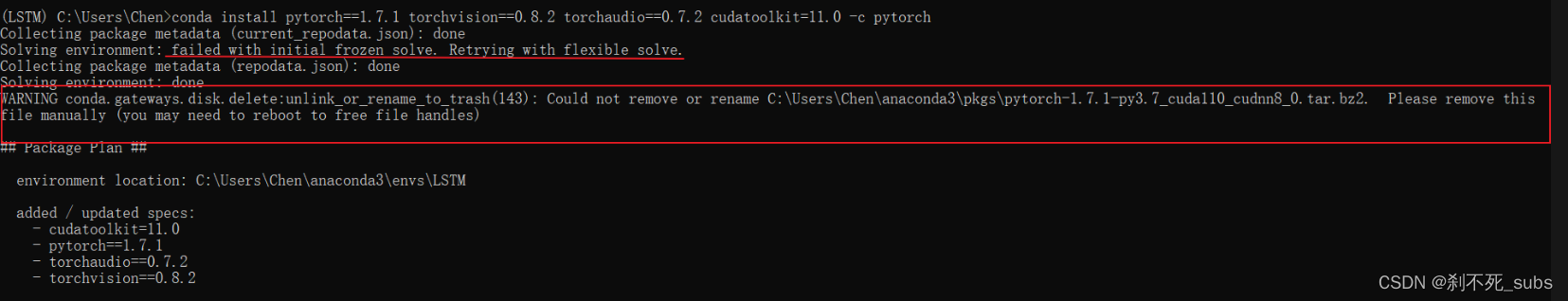 anaconda虚拟环境下布置Pytorch、CUDA记录_you may need to reboot to free file handles-CSDN博客