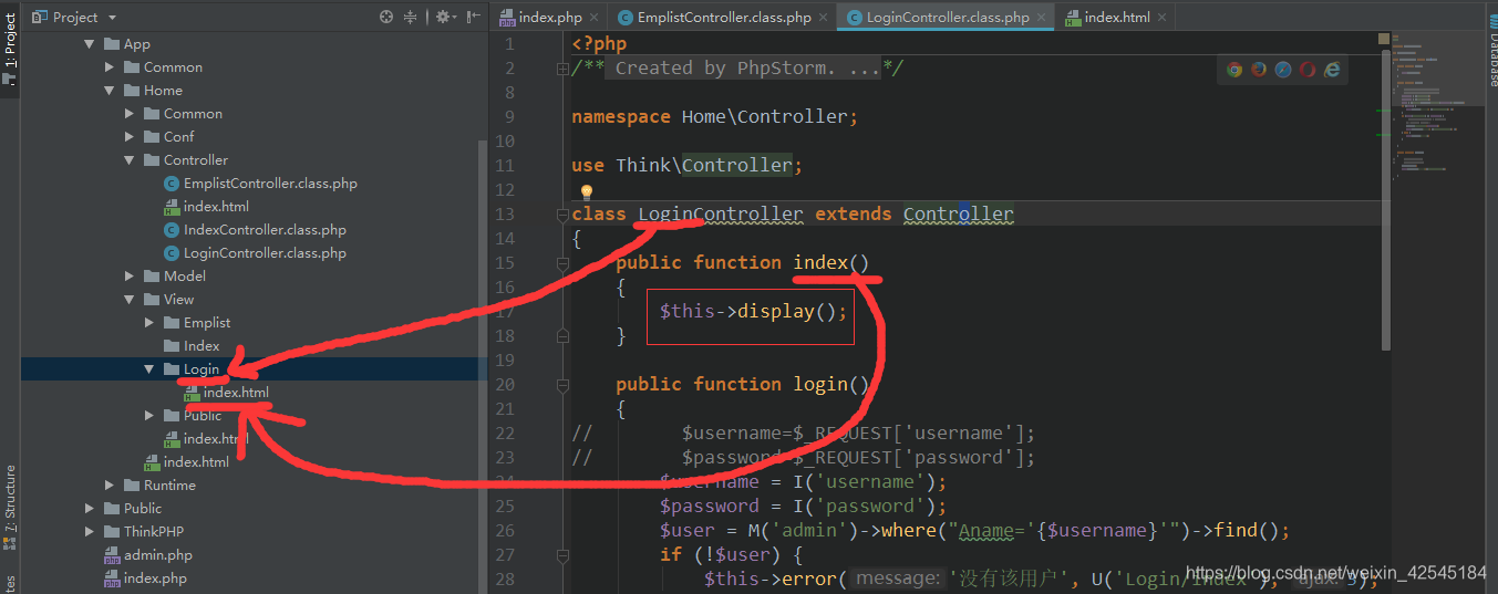 thinkPHP中$this->display();后会找到view文件夹下面哪一个视图-CSDN博客