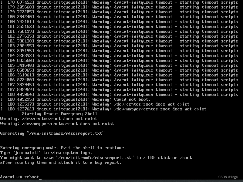 CentOS：/dev/centos/root does not exist-修改分区后无法启动操作系统_dev centos root does not exist-CSDN博客