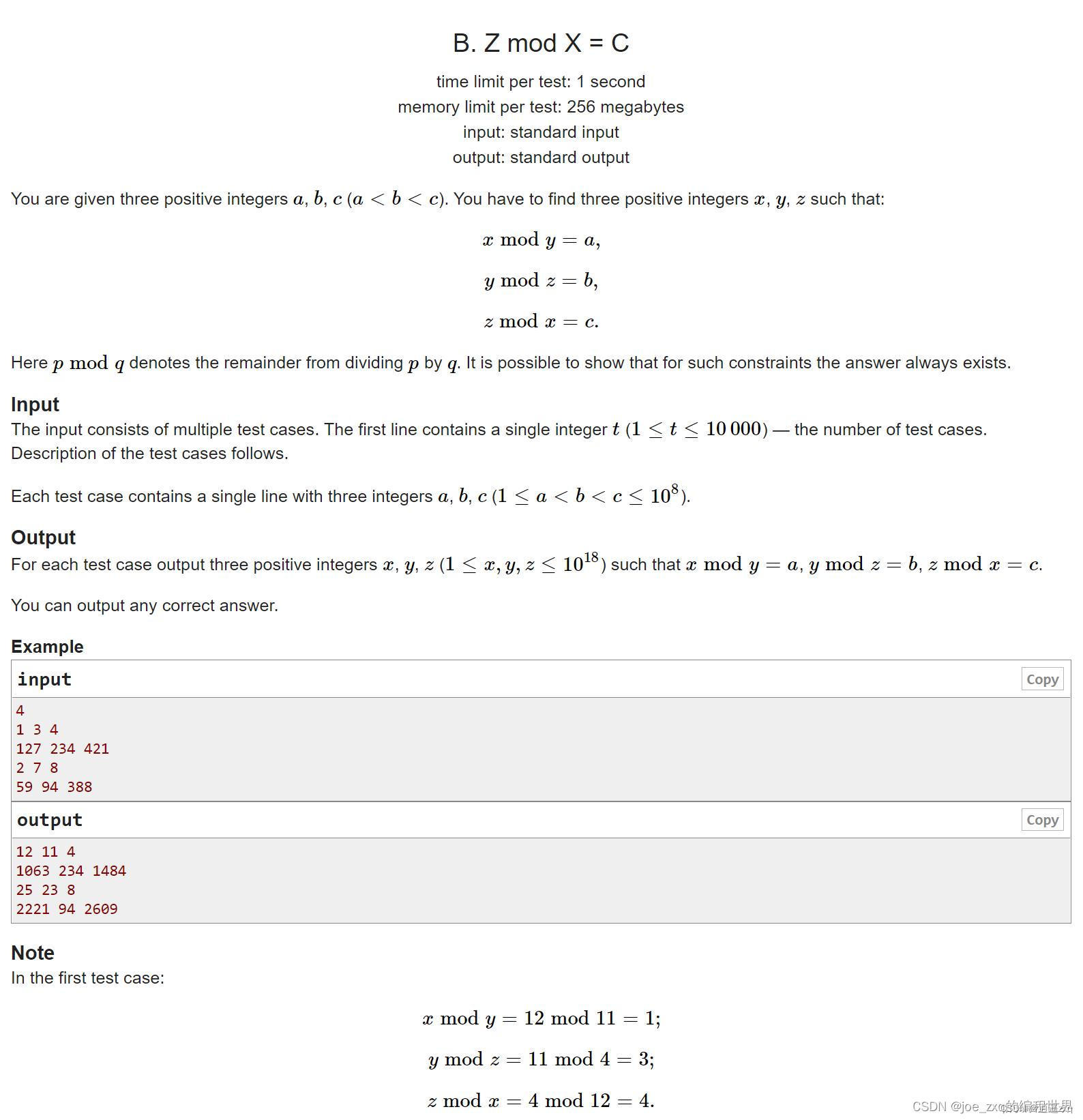 Codeforces 1684B - Z mod X = C （数学）_codeforces x=p+q,y=p^q-CSDN博客